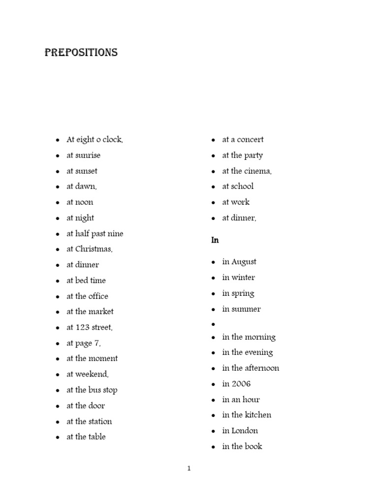 Understanding Prepositions in English | PDF | English Grammar