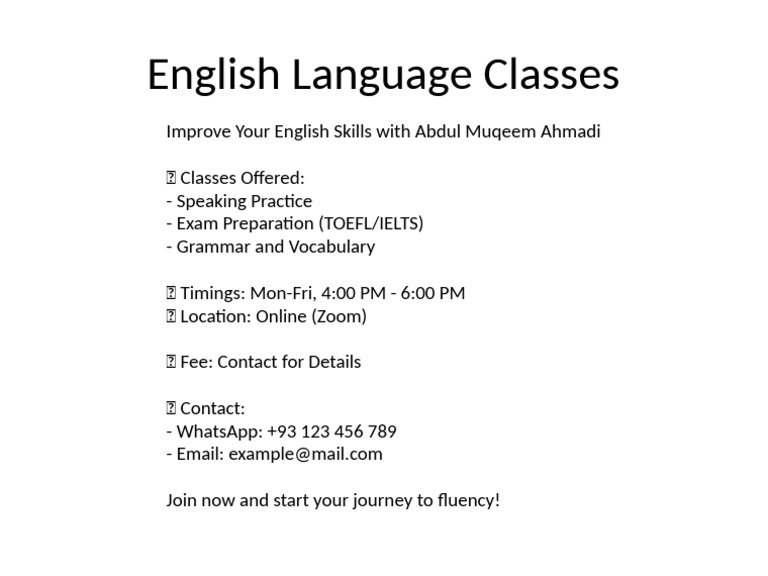 English Classes Poster | PDF