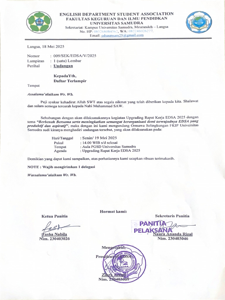 Undangan Upgrading EDSA ORMAWA | PDF