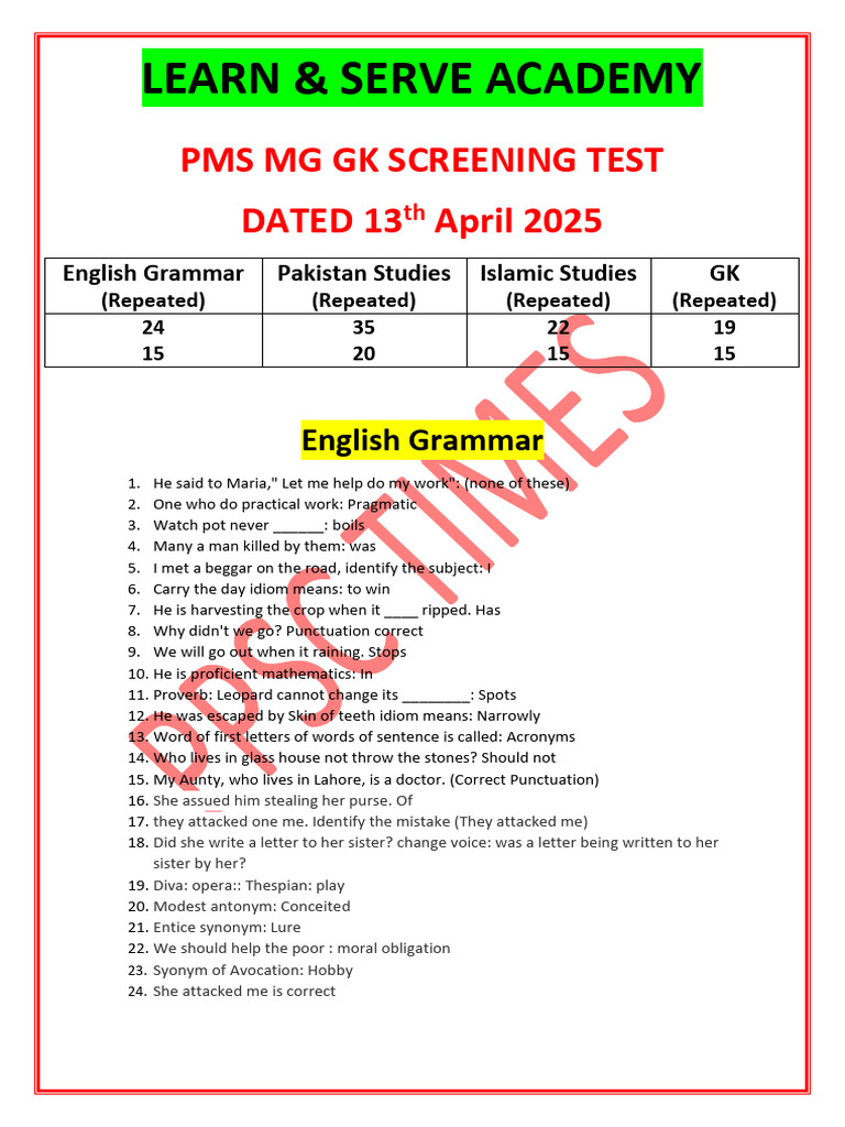 Pms Mq Gk Paper Insights Pdf Pakistan Quran