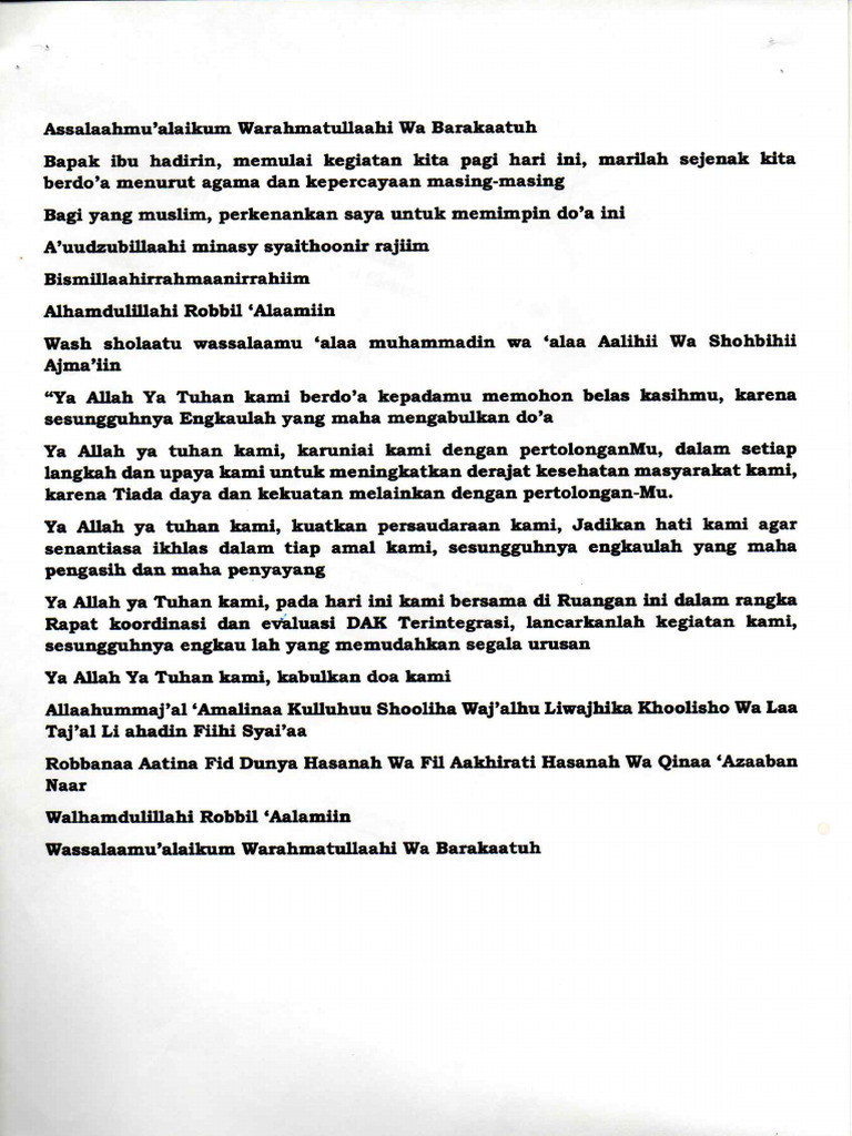DOA_Teks Doa Pertemuan Kesehatan | PDF