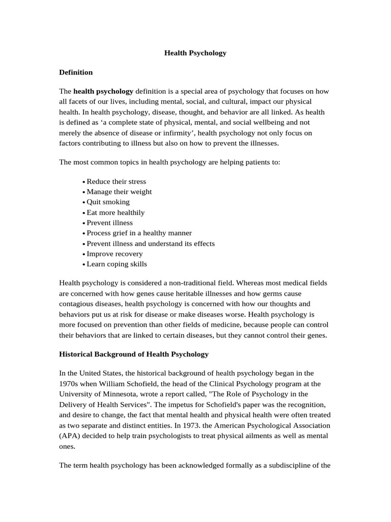 Intro. Health Psychology | PDF | Health Psychology | Psychology