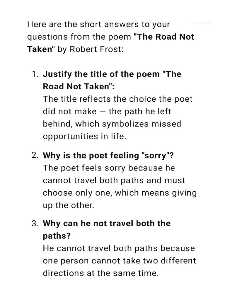 Smriti English The Road Not Taken | PDF