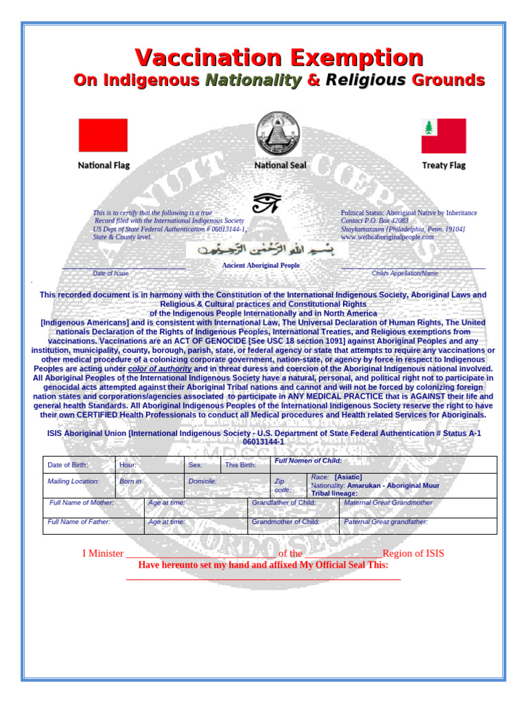 Indigenous Vaccination Exemption Certificate | PDF | Indigenous Peoples ...