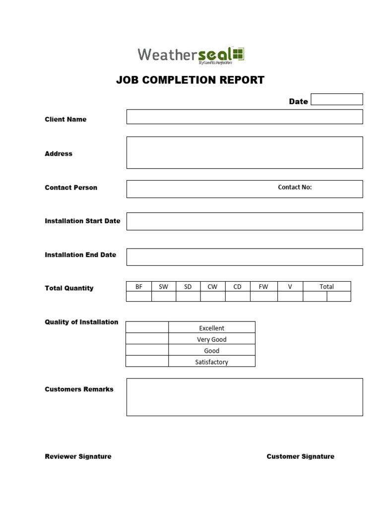 Job Completion Report | PDF