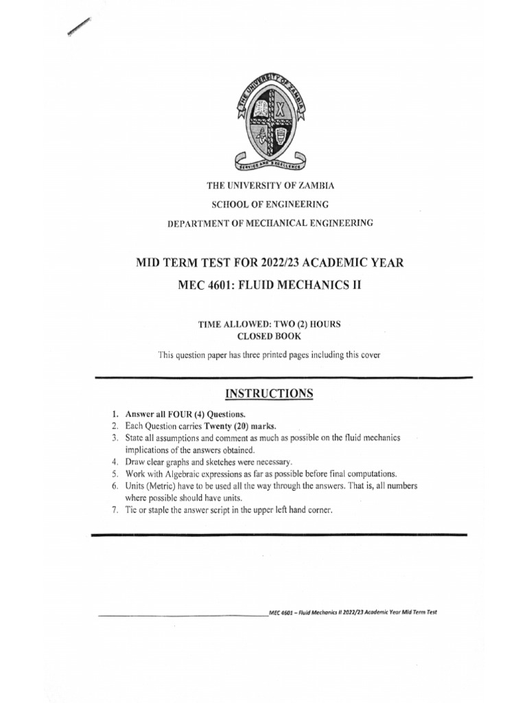 Mec 4601 - Test 2023 | PDF