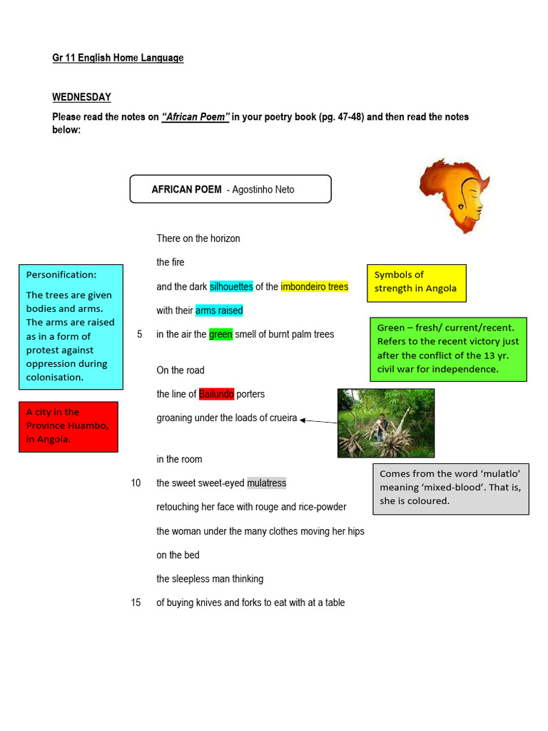 GR 11 Work African Poem | PDF | Poetry | Angola