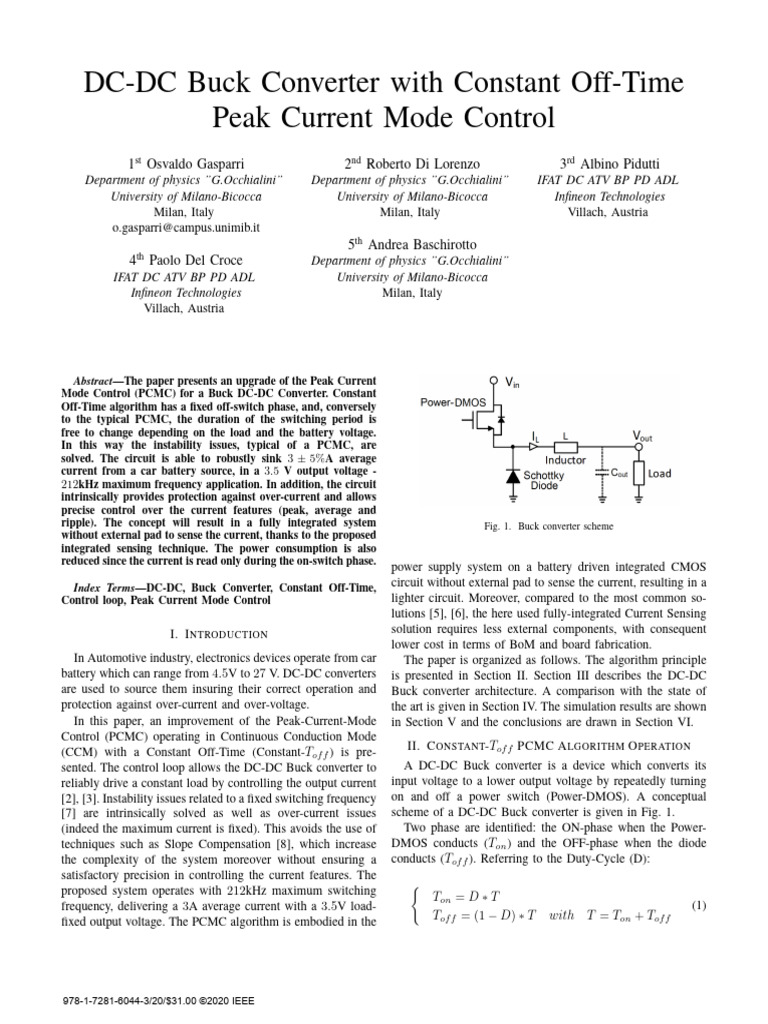 DC-DC Buck Converter With Constant Off-Time Peak Current Mode Control | PDF | Electric Power ...