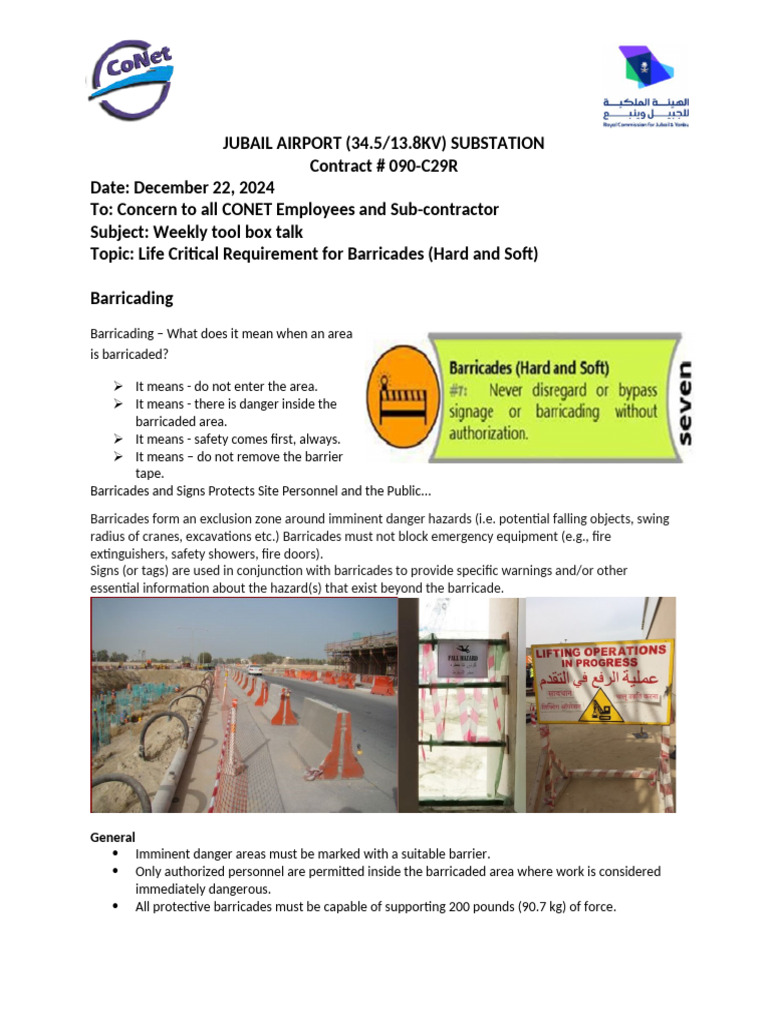 Life Critical Requirement For Barricades (Hard and Soft) | PDF | Safety