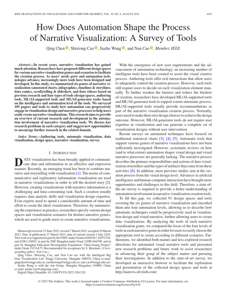 How Does Automation Shape The Process of Narrative Visualization A Survey of Tools | PDF ...