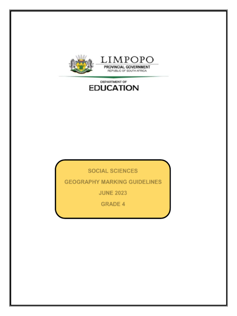 Grade 4 Geo Marking Guideline-1 | PDF | Southern Africa | Earth Sciences