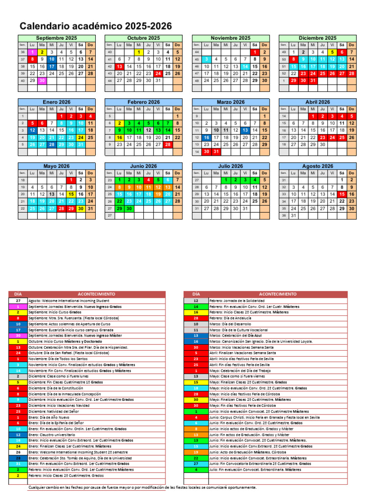 Calendario Academico 2025-2026 - v4 | PDF | Observancias