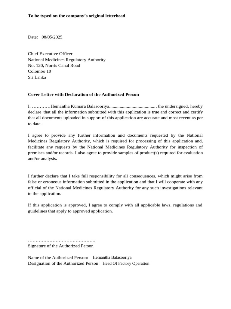 Letter with Declaration | PDF