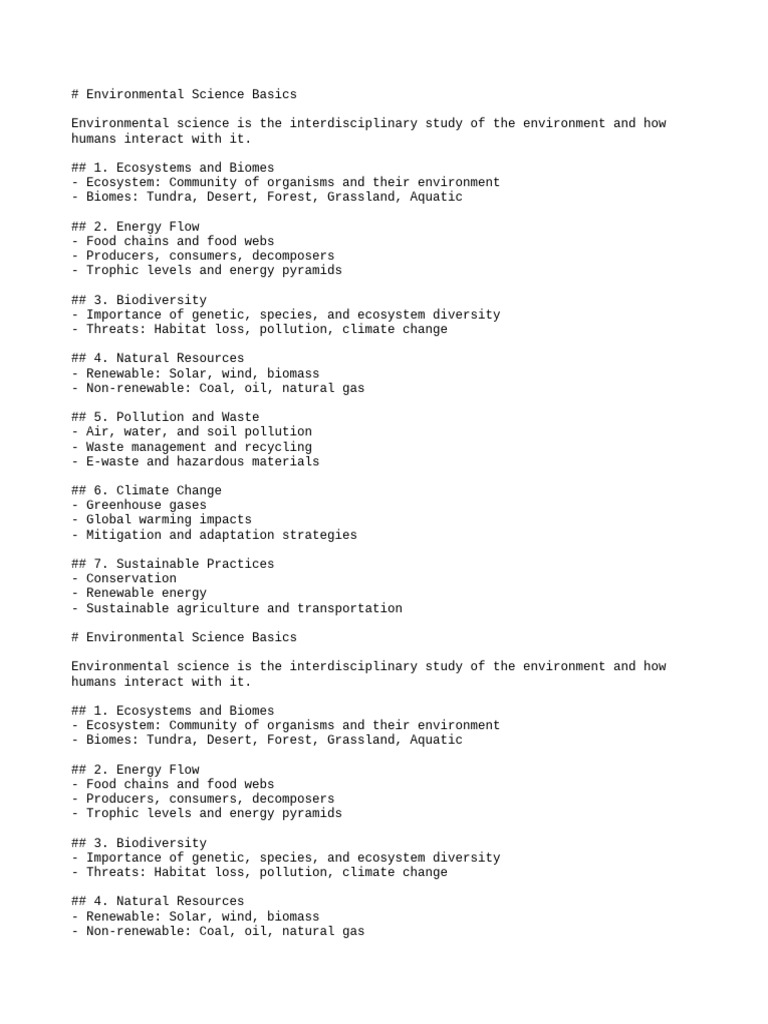 Environmental Science Basics | PDF | Ecosystem | Food Web