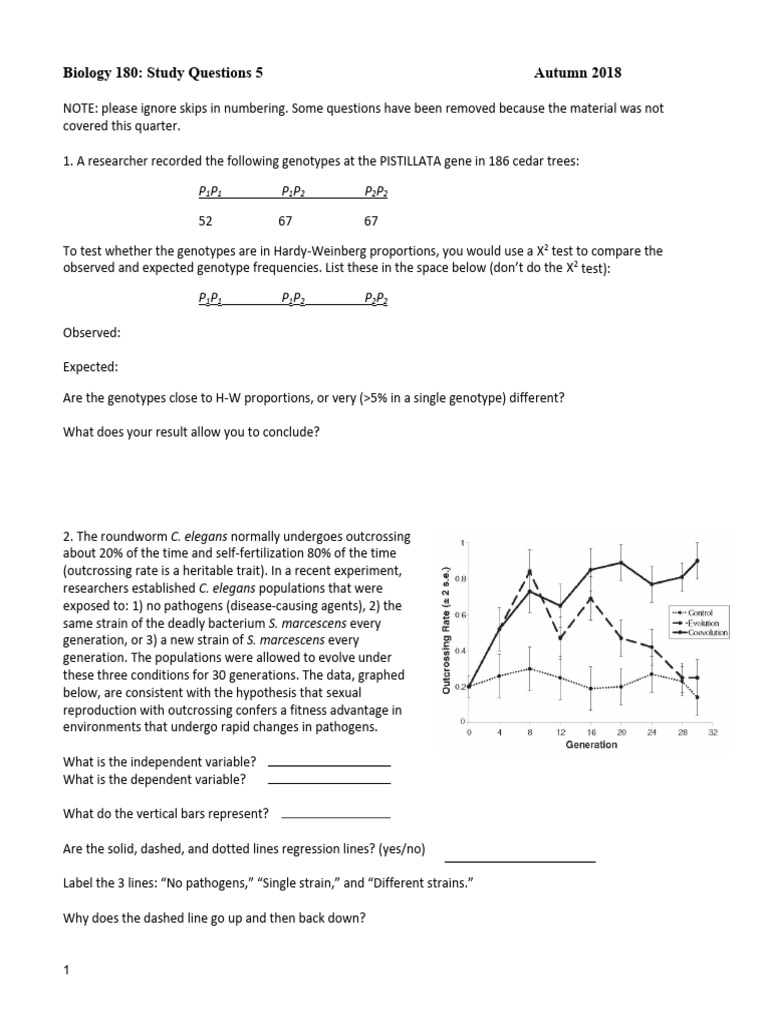 Biology 180 Study Questions on Evolution | PDF | Mutation | Gene