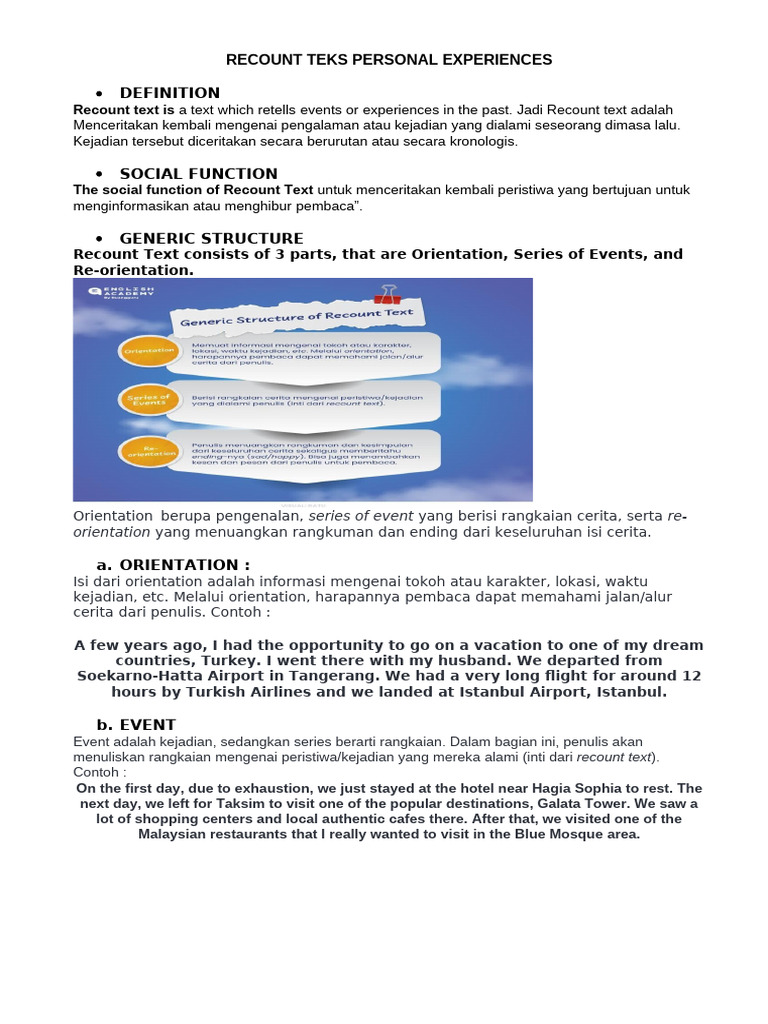 Materi Recount Teks Personal Experiences | PDF