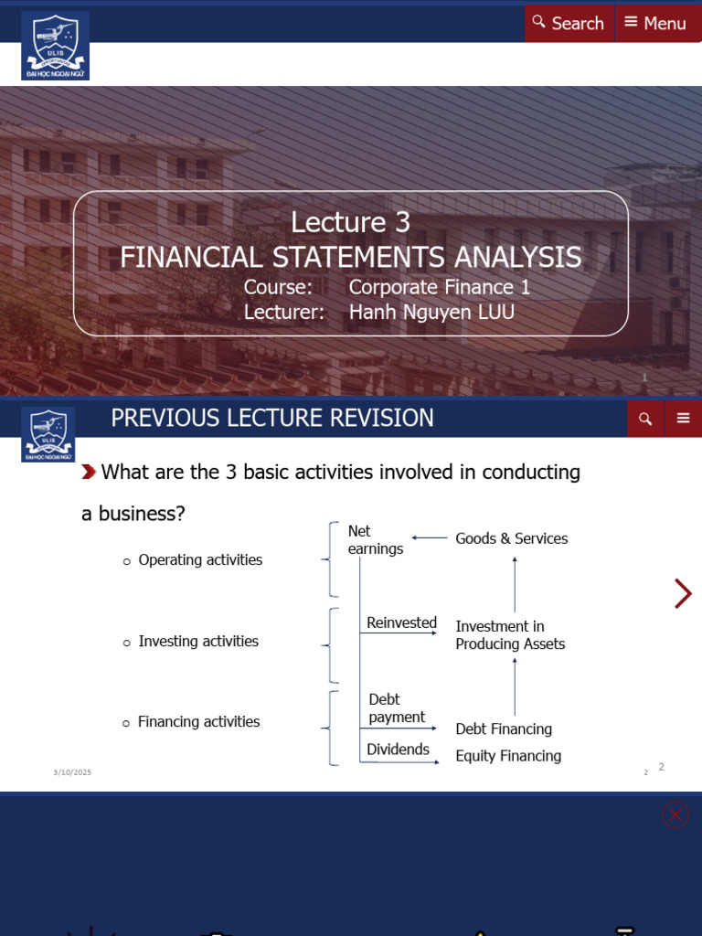 FIN320 Lec3 Financial Analysis | PDF | Revenue | Inventory