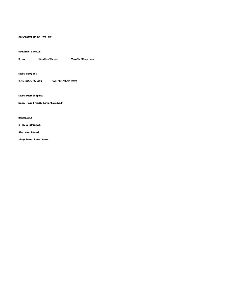 To Be Conjugation Chart Final | PDF