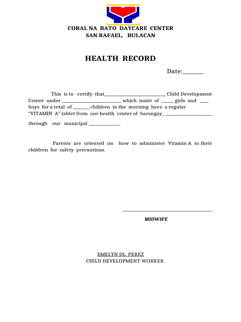 Health Record Form | PDF