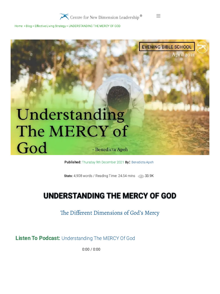 UNDERSTANDING THE MERCY OF GOD_ The Different Dimensions of God’ | PDF ...