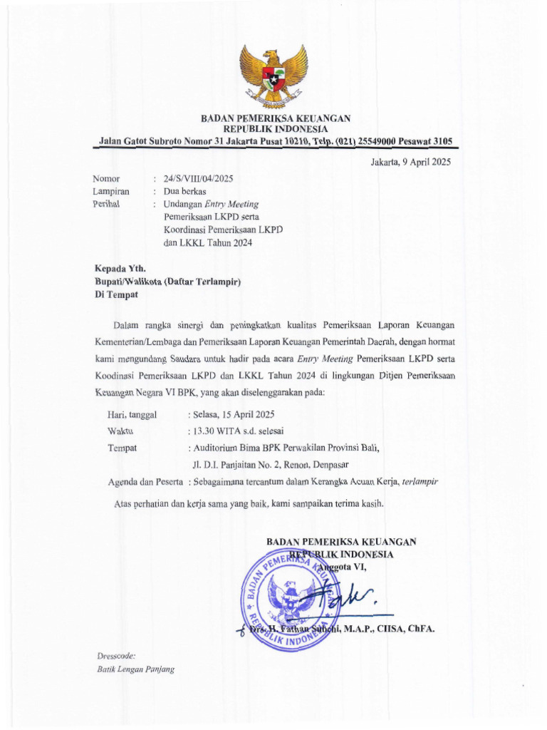 Surkel A6 Undangan Bupati Walikota Bali - Cap | PDF