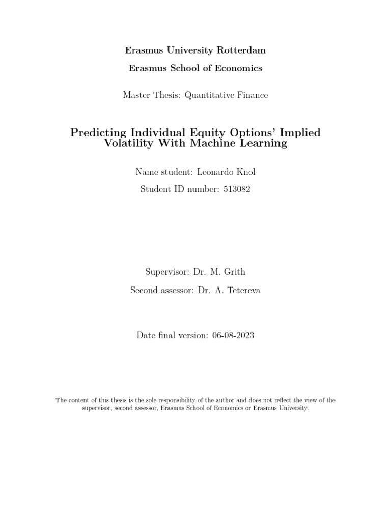 Predicting Individual Equity Options | PDF | Greeks (Finance) | Option ...