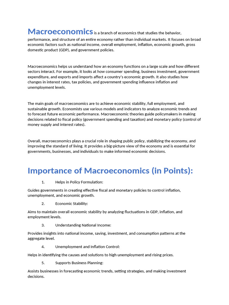Macroeconomics Unit 1 | PDF | Macroeconomics | Economics