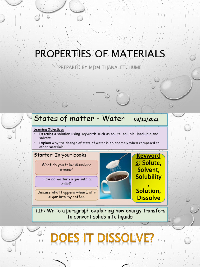CHAPTER 2 Properties of Materials | PDF | Solubility | Mixture