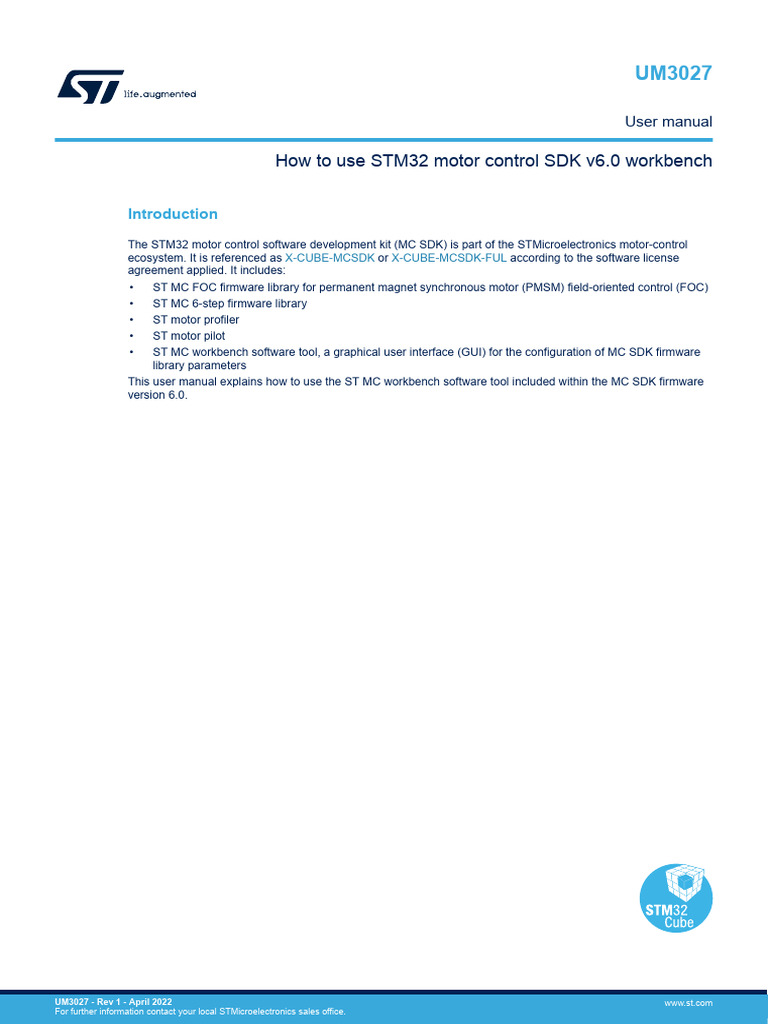 Um3027 How To Use Stm32 Motor Control Sdk V60 Workbench Stmicroelectronics Pdf Computing