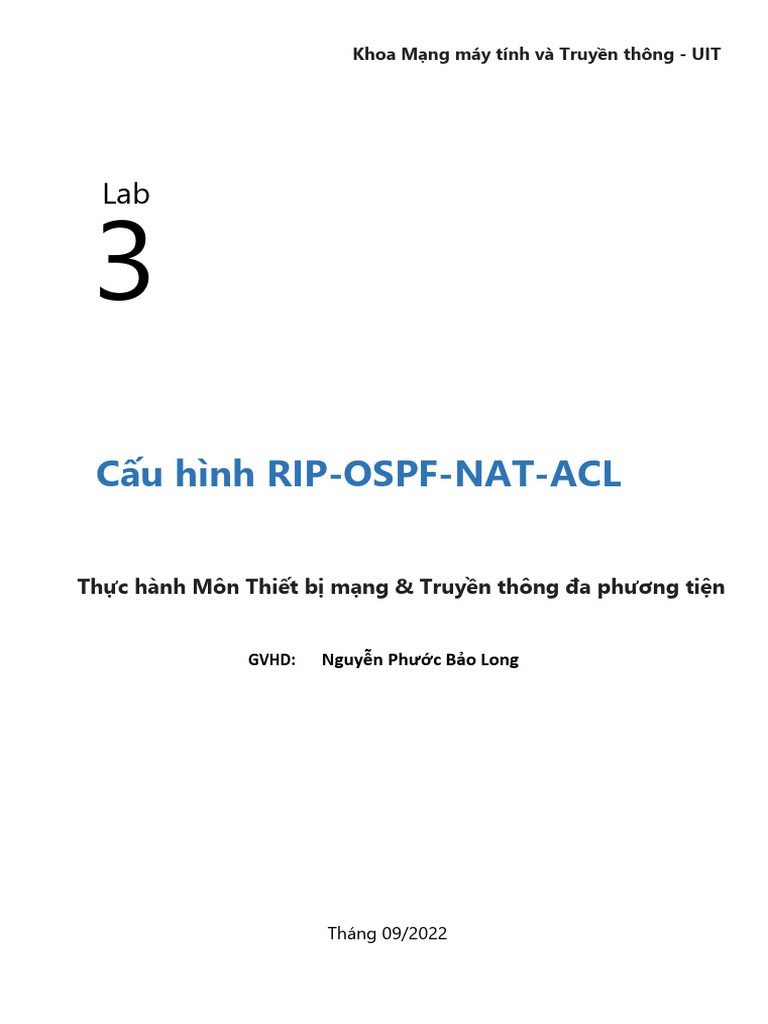 Lab03 -Cấu hình RIP-OSPF-NAT-ACL | PDF