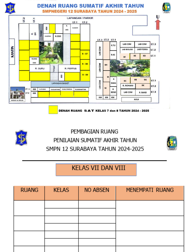 Denah Ruang Kelas 7 dan 8 SMPN 12 | PDF