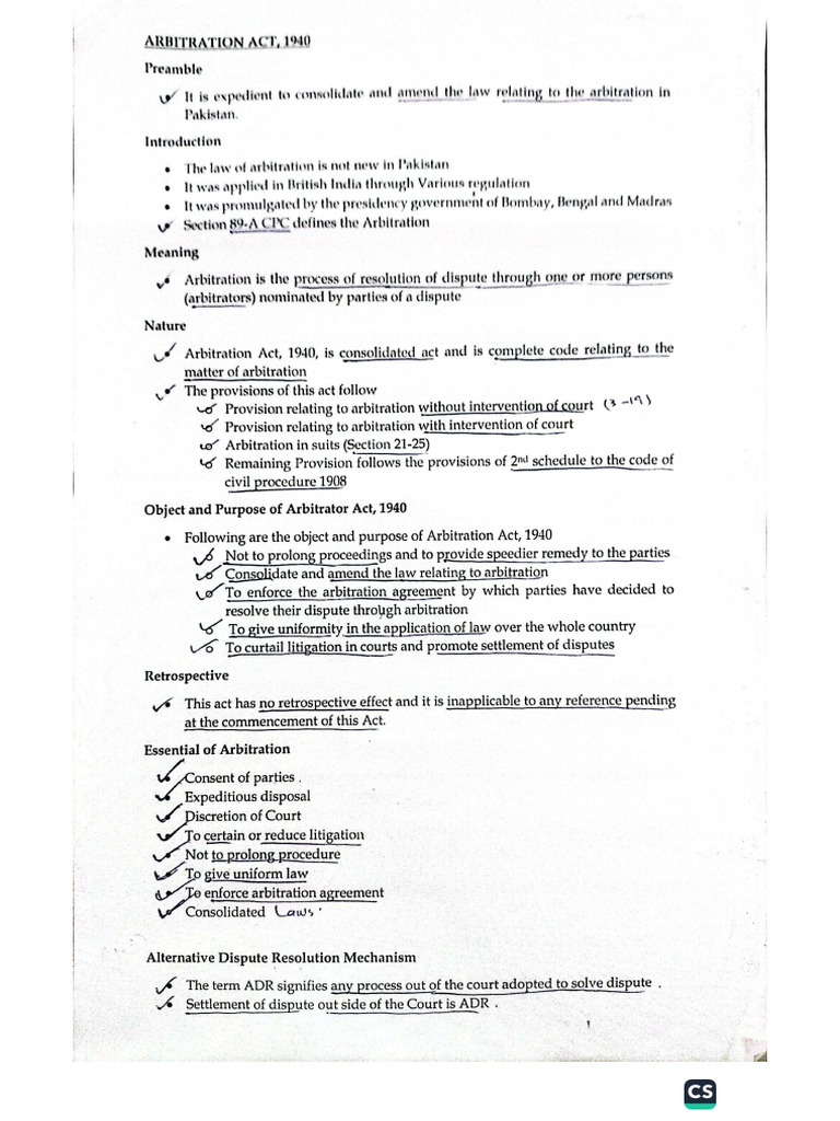 Arbitration Act, 1940 (Land Laws) by Ms. Anosha Wahab | PDF
