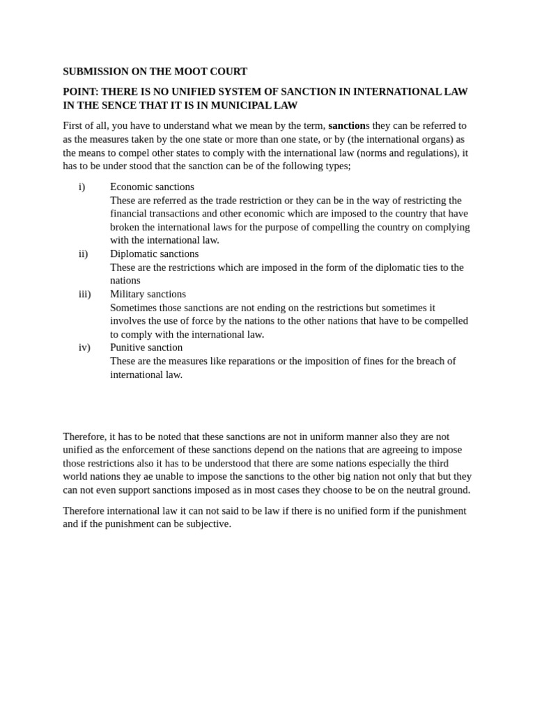 Submission On The Moot Court | PDF