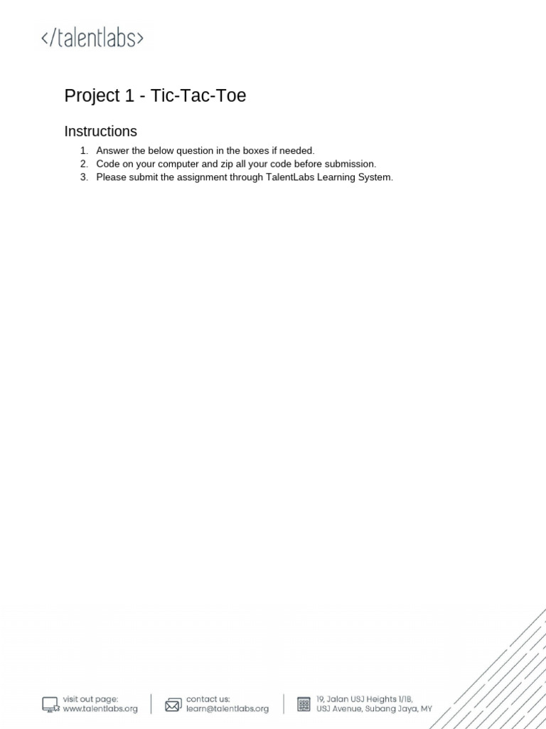 Project 1 - Tic-Tac-Toe (V2) | PDF | Computing | Computer Programming