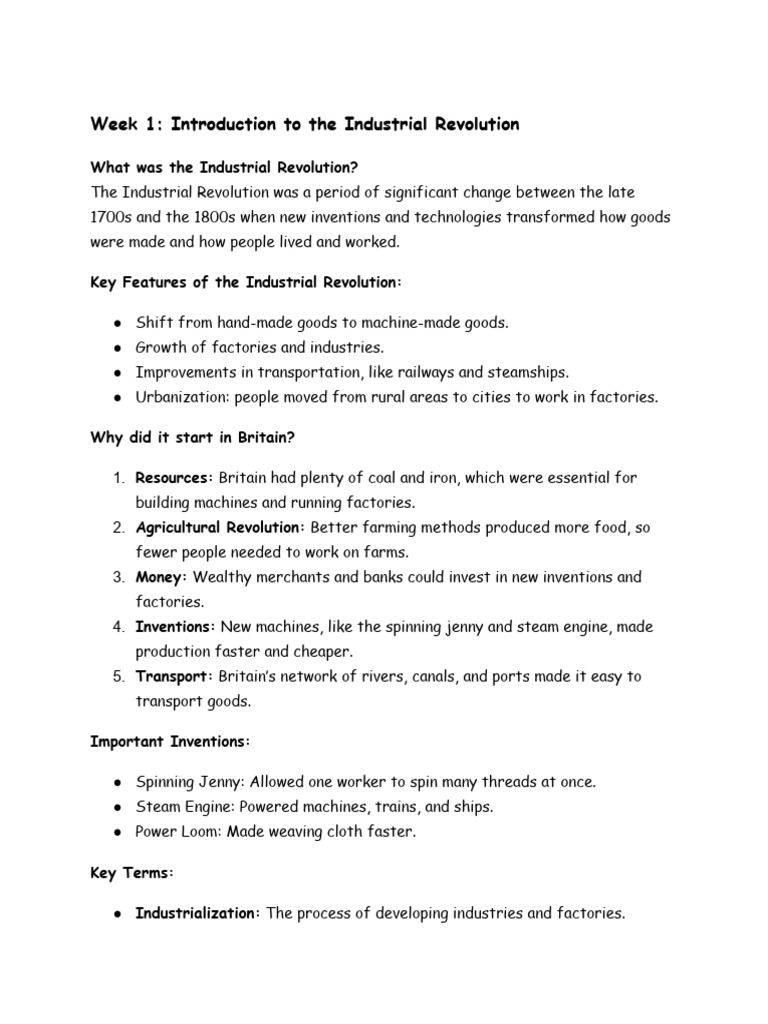GR 8 Week 1 - Introduction To The Industrial Revolution | PDF ...