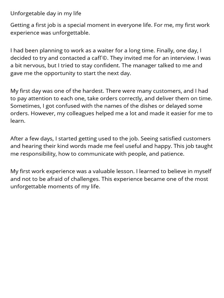 Getting a first job is a special moment in everyoneвЂ™s life. For me ...
