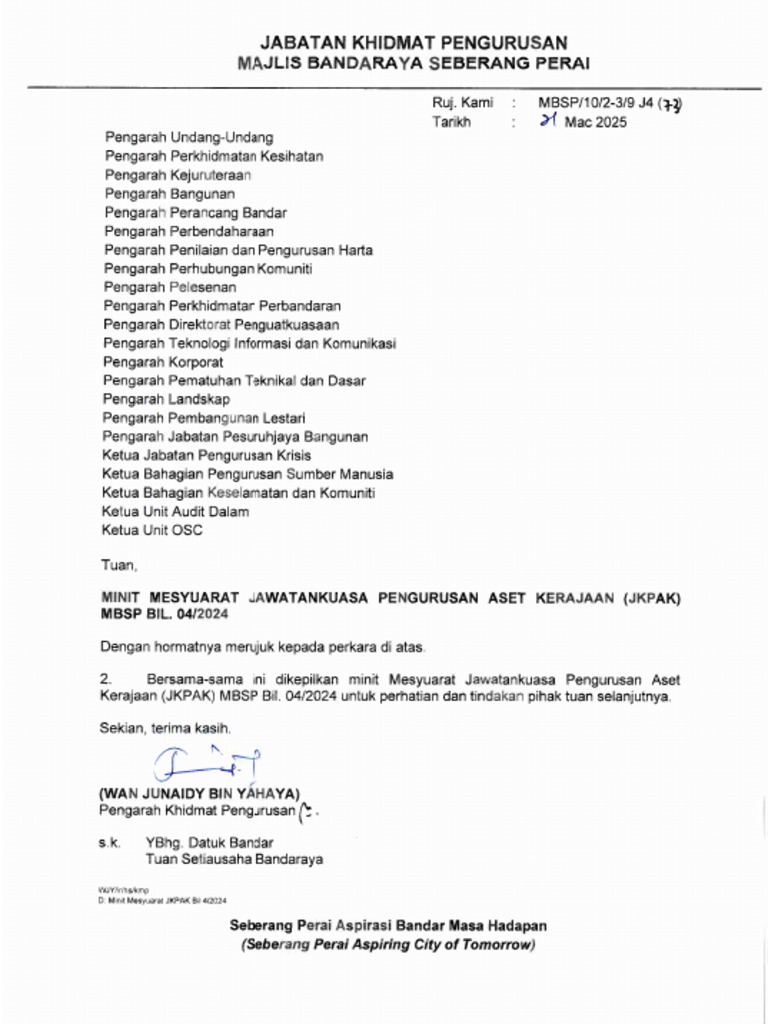 Minit Mesyuarat Jkpak Bil 4 2024 (2) | PDF