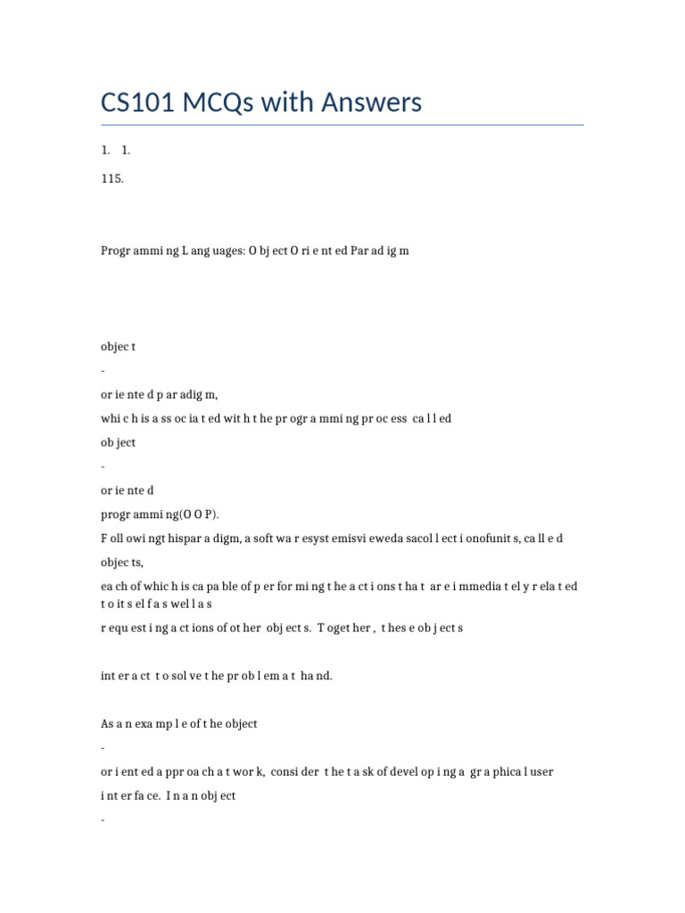 CS101_MCQs_500 | PDF