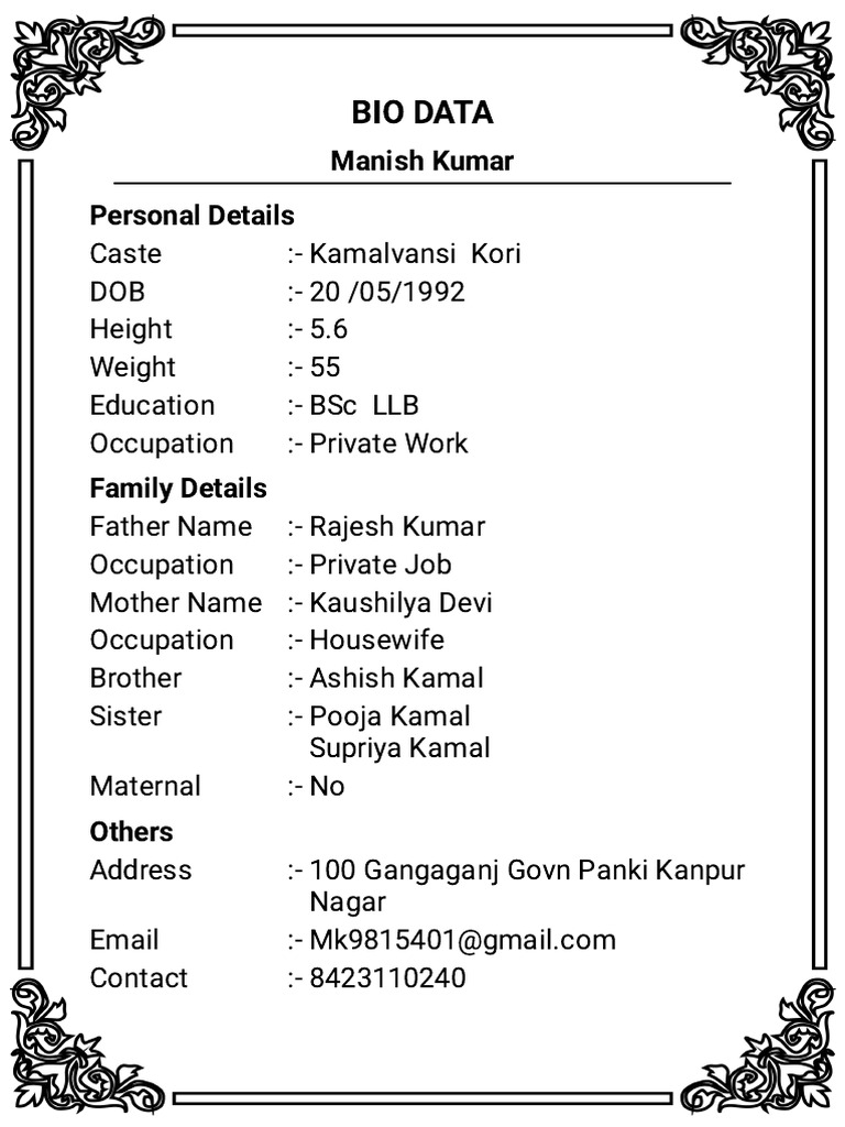 Biodata 1 | PDF