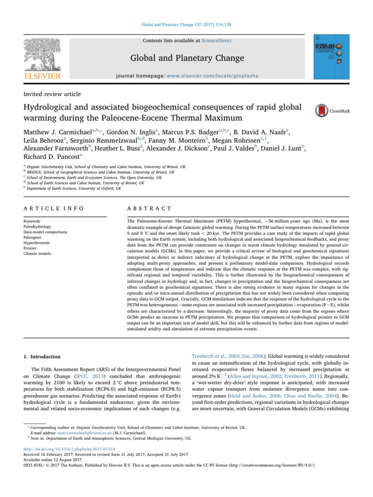 Carmichael Et Al. - 2017 - Hydrological and Associated Biogeochemical ...
