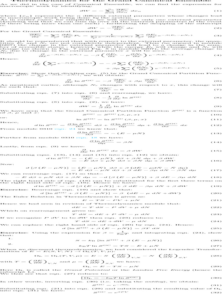 PH8320-0311-Thermodynamic-Functions-in-Terms-of-The-Grand-Partition-Function | PDF | Statistical ...