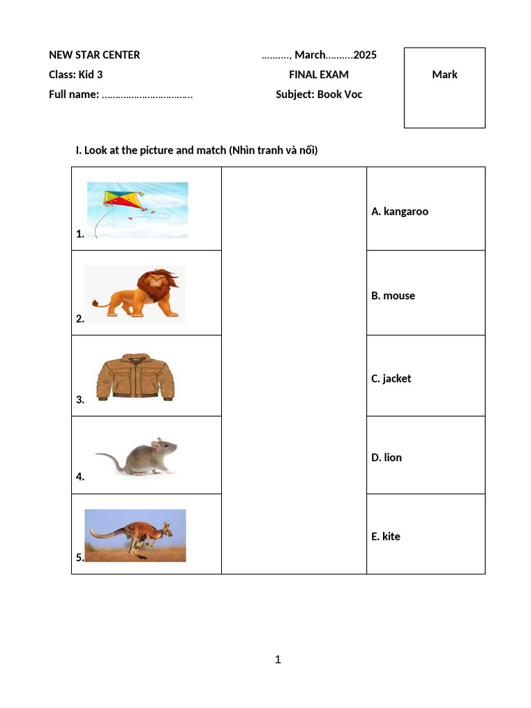 Final Test - Kid 3 - Voc Book | PDF