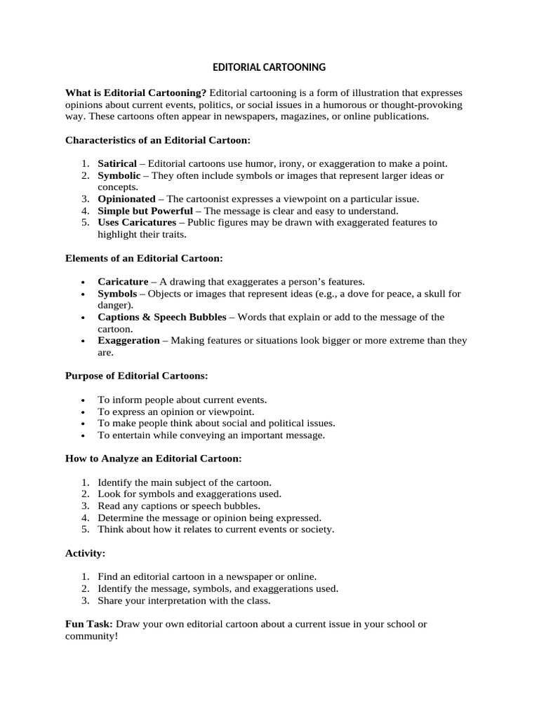 Editorial Cartooning Format (How To Write) | PDF