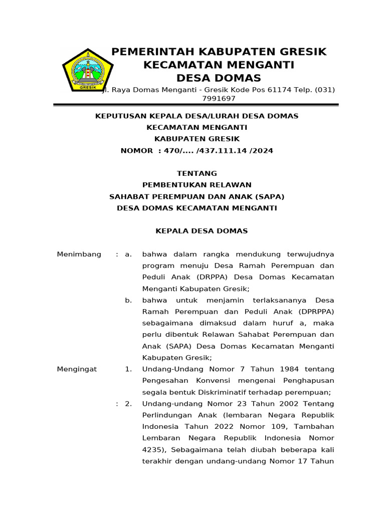 Draf SK RELAWAN SAPA | PDF