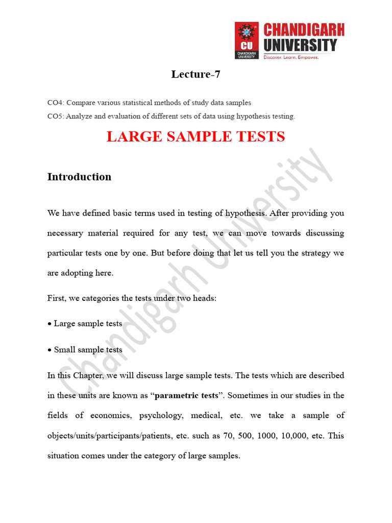 Lecture-7 (Large Samples) | PDF