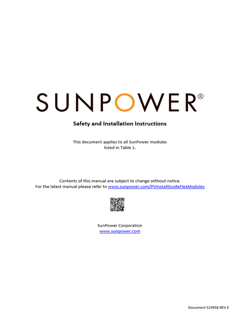 SunPower Flexible PV Module Manual | PDF | Solar Panel | Photovoltaics