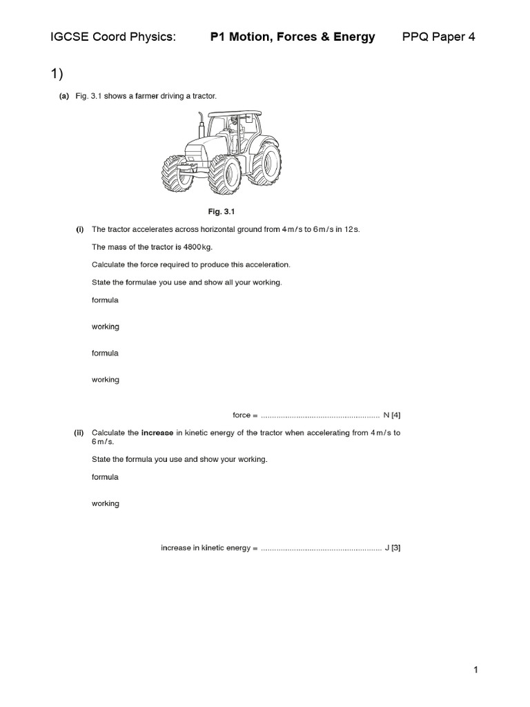 PPQ Paper 4 P1 Motion, Forces & Energy | PDF