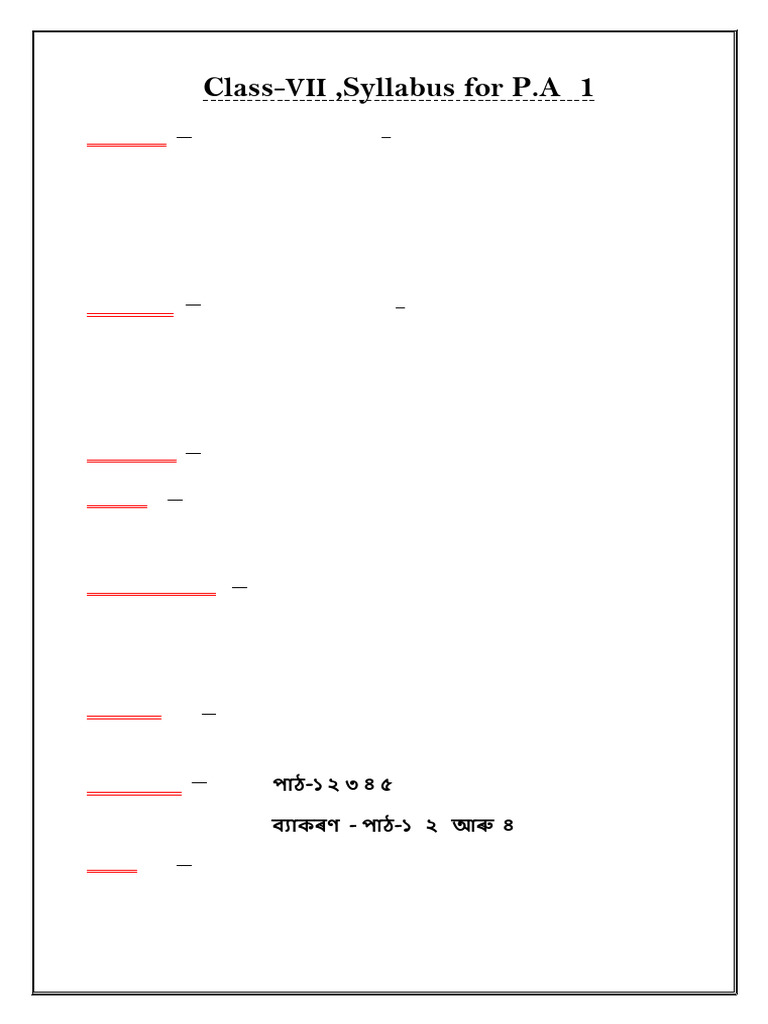 Class VII PA 1 Syllabus Overview | PDF