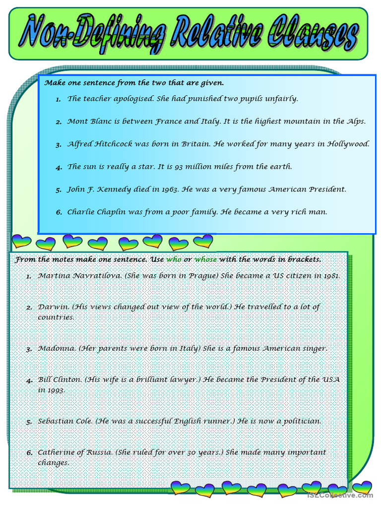 Non-Defining Relative Clauses | PDF