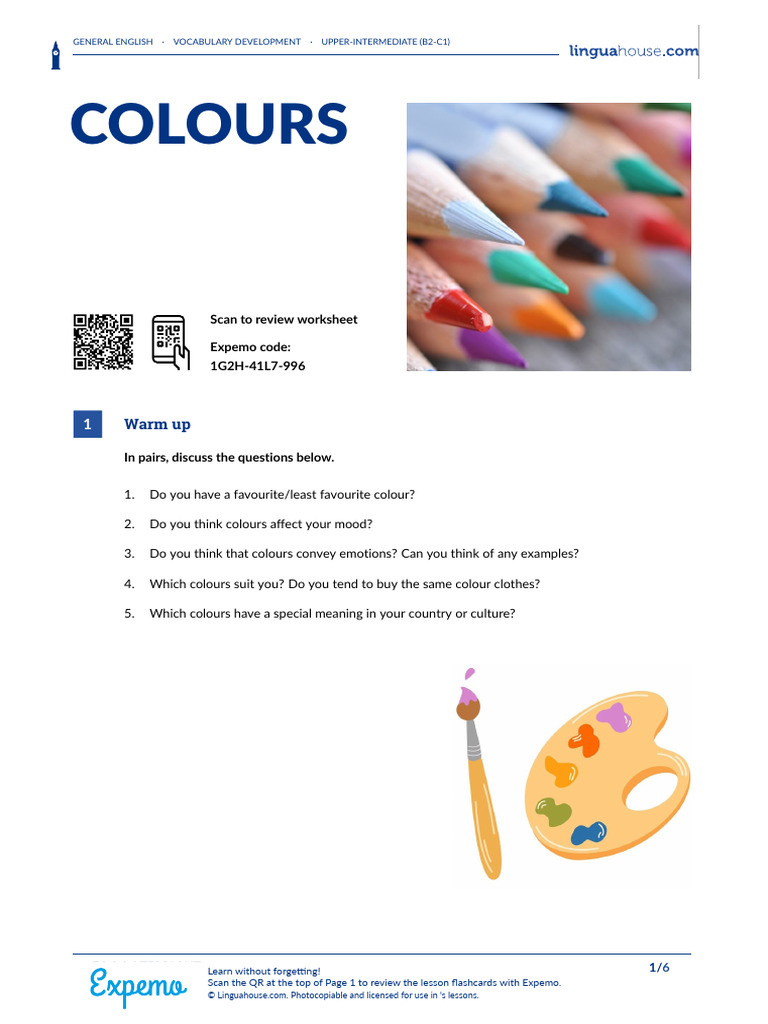 British English Colour Vocabulary | PDF | Visual Impairment | Color